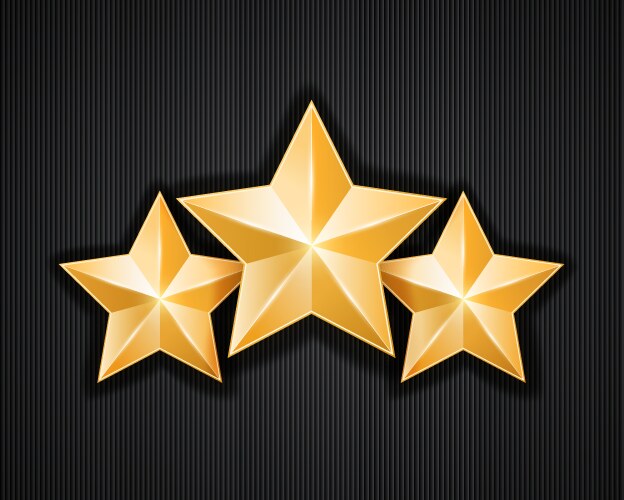 Five golden stars on red background rating rank Vector Image
