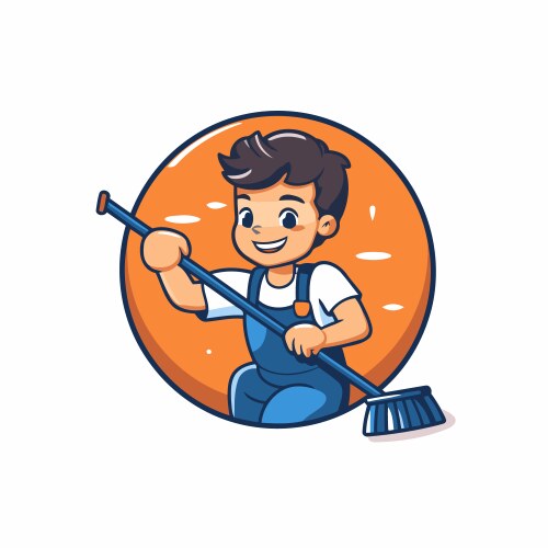 Cleaner man mascot character cleaning service Vector Image