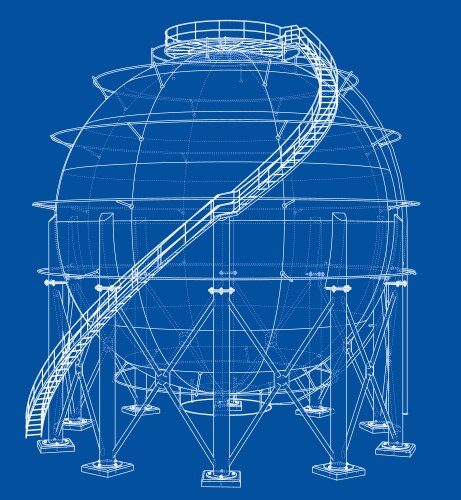 Mining thickener tank isometric blueprint Vector Image