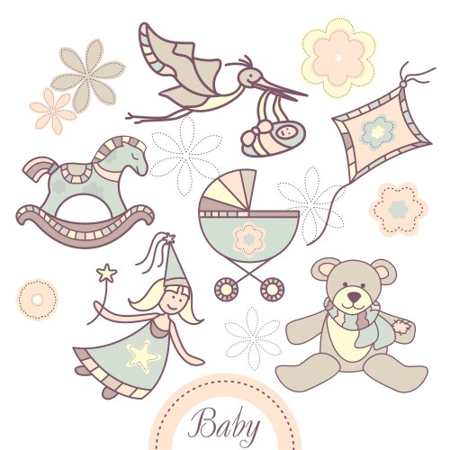 Baby and mommy animal set Royalty Free Vector Image