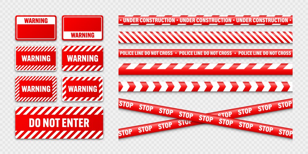 Barricade tape caution warning stripes - red Vector Image