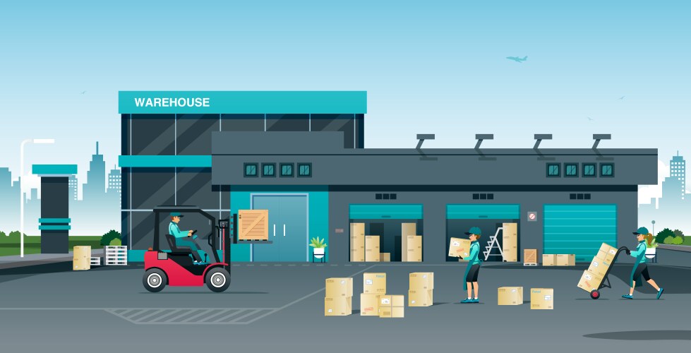 Warehouse brochure template Royalty Free Vector Image