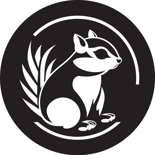 Flat chipmunk logo design line art Royalty Free Vector Image