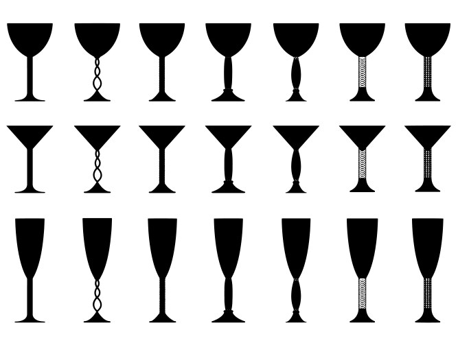 Types of bar glasses set alcohol glassware Vector Image
