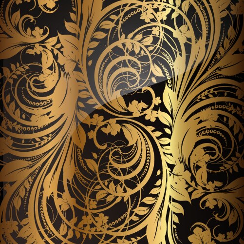 Gold seamless floral background Royalty Free Vector Image