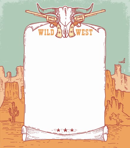 Wild west poster with arizona desert landscape Vector Image