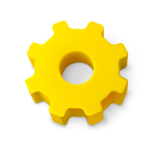 Yellow machine gear wheel cogwheel 3d Royalty Free Vector