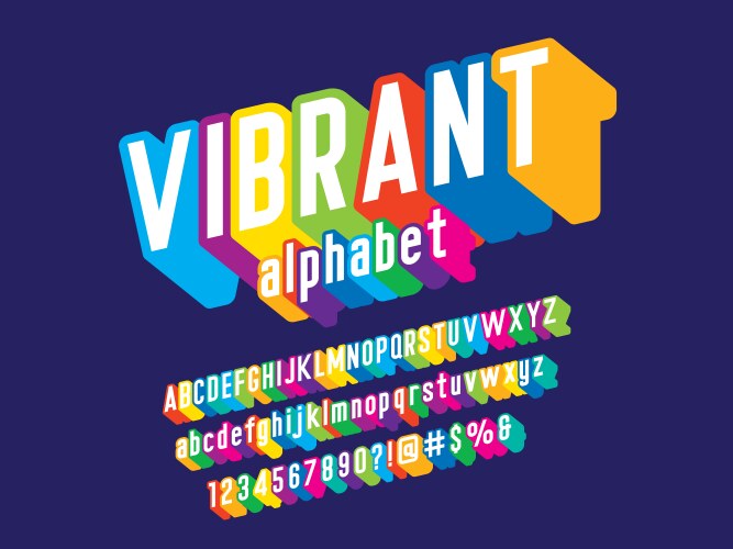 Colorful font design alphabet letters and numbers Vector Image
