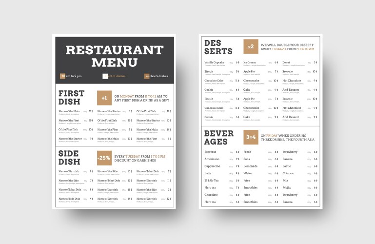 Restaurant breakfast menu design template layout Vector Image
