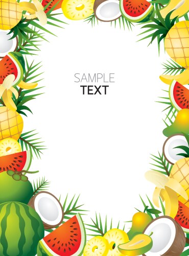 Frame design with tropical fruit background Vector Image