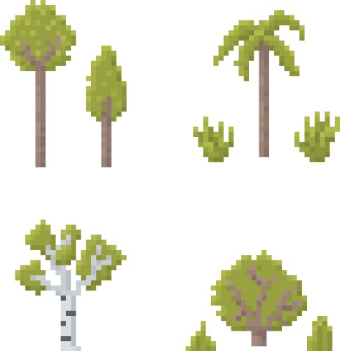 Palm tree isolated on white pixel art Royalty Free Vector