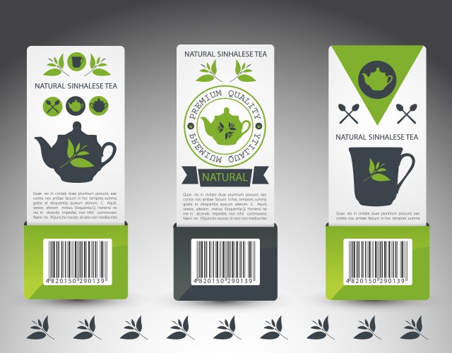 Business cards collection with tea concept design Vector Image