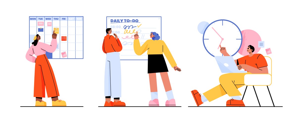 Developers team planning weekly schedule tasks Vector Image