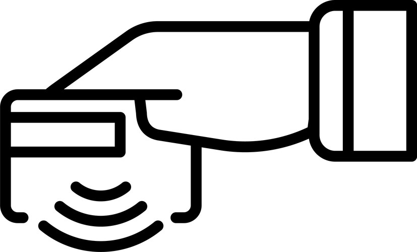 Tap your card here label icon nfc terminal Vector Image