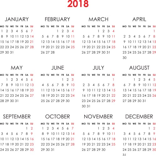 Simple 2016 year calendar Royalty Free Vector Image