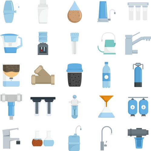 Water filtration icons Royalty Free Vector Image