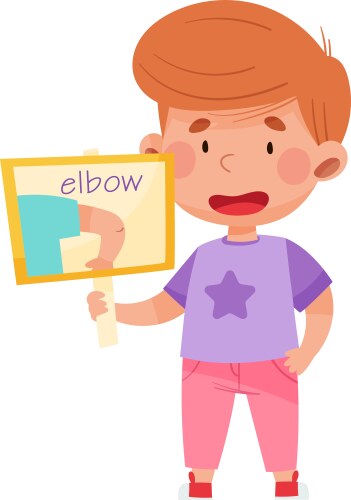 Funny boy holding flashcard with eyebrow image Vector Image