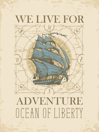 Retro travel banner with big whale and old map Vector Image