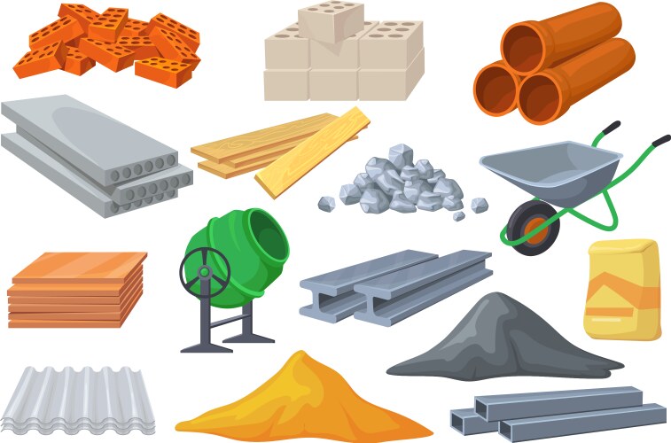 Building and construction materials icon set Vector Image