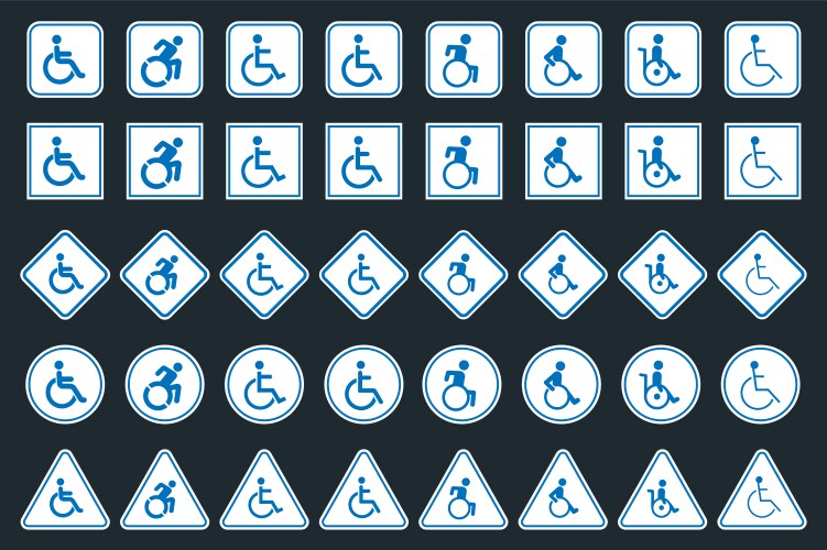Handicap labels and signs disabled people icons Vector Image