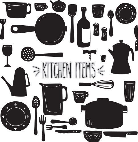 Kitchen silhouettes Royalty Free Vector Image - VectorStock