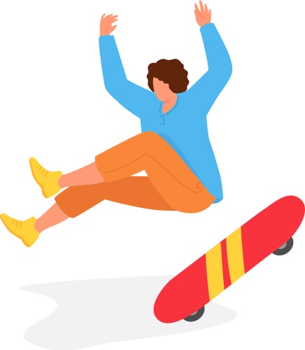 Cartoon sad skater falling of his skateboard Vector Image