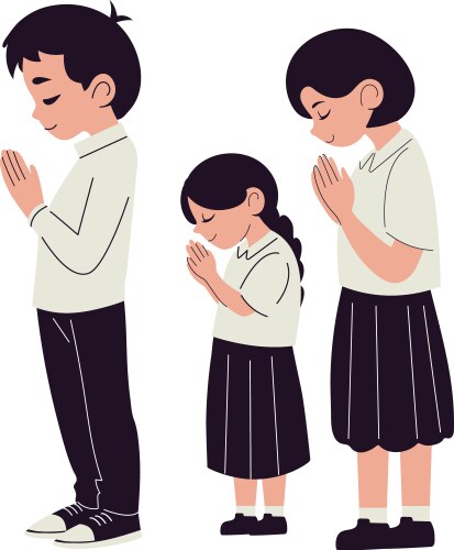 Student praying hands Royalty Free Vector Image
