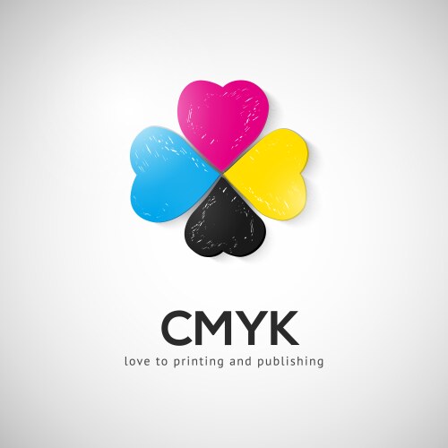 Print heart cmyk logo icon symbol element Vector Image