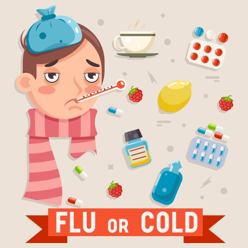 Flu symptoms infographic disease cold Royalty Free Vector