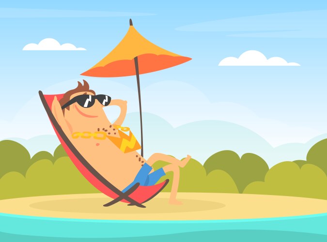 Man Tanning Chair Beach Vector Images (over 260)