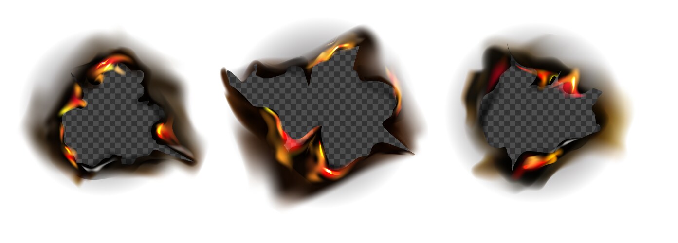 Burnt paper holes set Royalty Free Vector Image