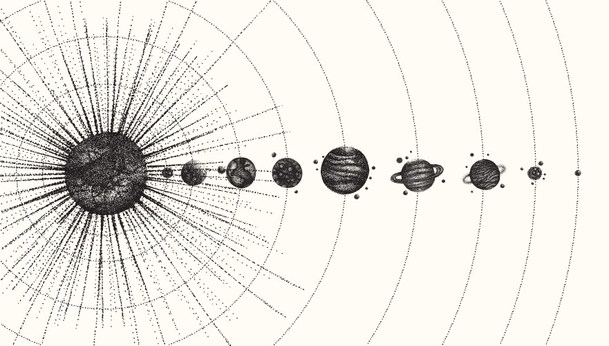 Horizontal banner with planets of solar system Vector Image