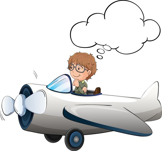 Cartoon little boy operating a plane Royalty Free Vector