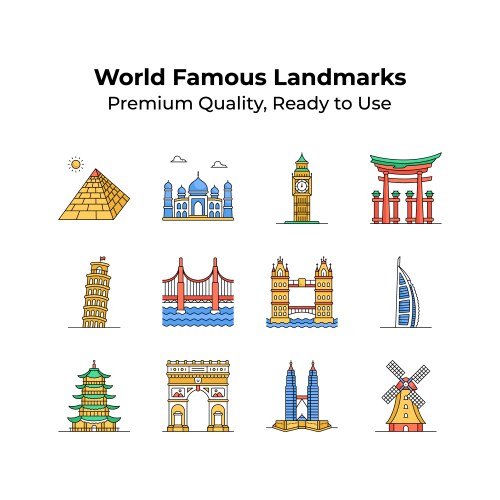 Carefully crafted world famous landmarks Vector Image