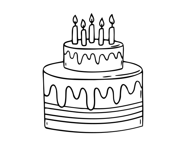 Birthday Cake Line Drawing Vector Images (over 4,800)