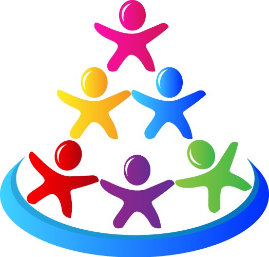 Teamwork group people working together logo Vector Image