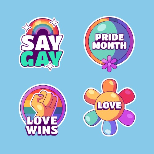 Hand drawn pride month labels collection Vector Image