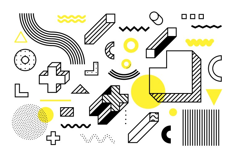 Set of geometric shapes trendy halftone Royalty Free Vector