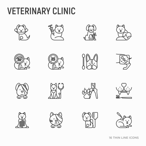 Veterinary flat icons include Royalty Free Vector Image