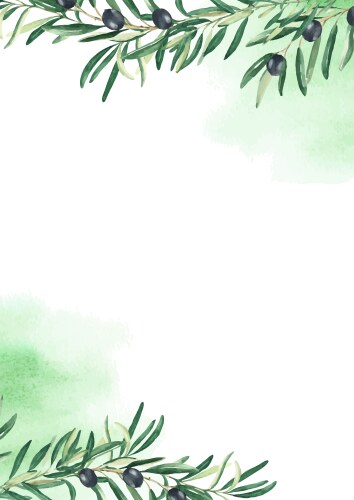 Floral background card template with black olive Vector Image