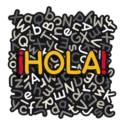 Hola word lettering spanish text hello phrase Vector Image