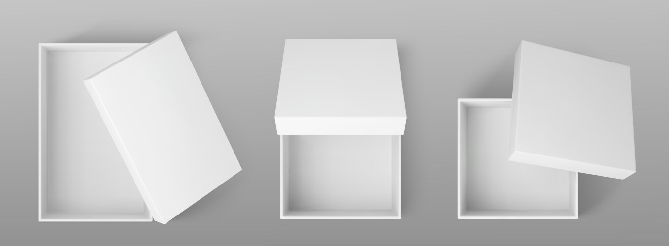 3d open empty white gift box blank mockup top view
