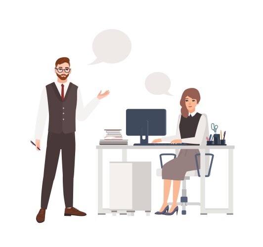 Man talking with employee boss and worker talk Vector Image