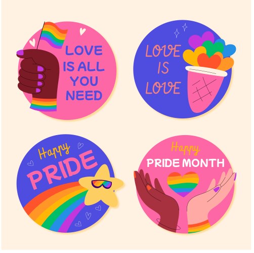 Flat labels collection for pride month celebration