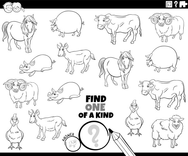 Cartoon farm animals coloring page Royalty Free Vector Image