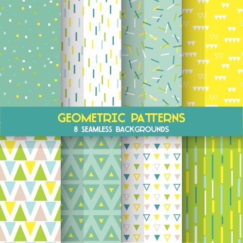 8 seamless geometric patterns Royalty Free Vector Image