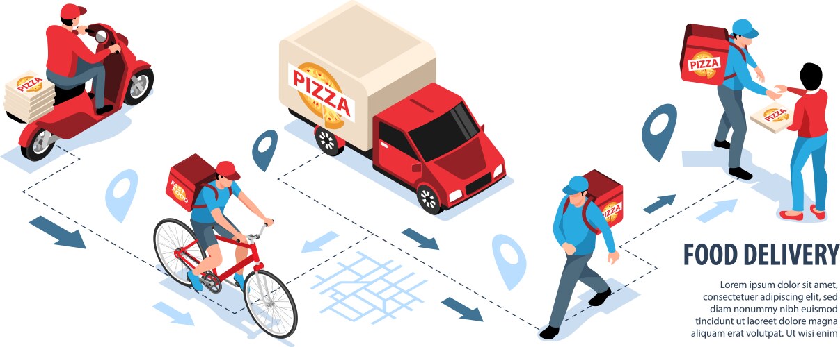 Isometric set service delivery icons Royalty Free Vector