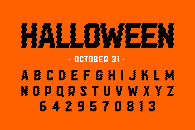 Halloween font original typeface scary creepy Vector Image
