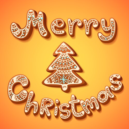 Christmas gingerbread text letters sign isolated Vector Image