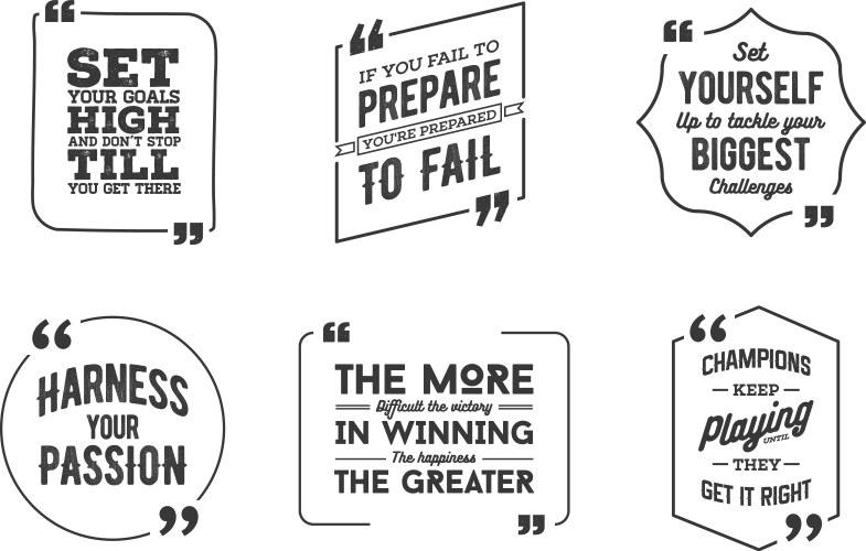Collection of written phrases slogans or quotes Vector Image